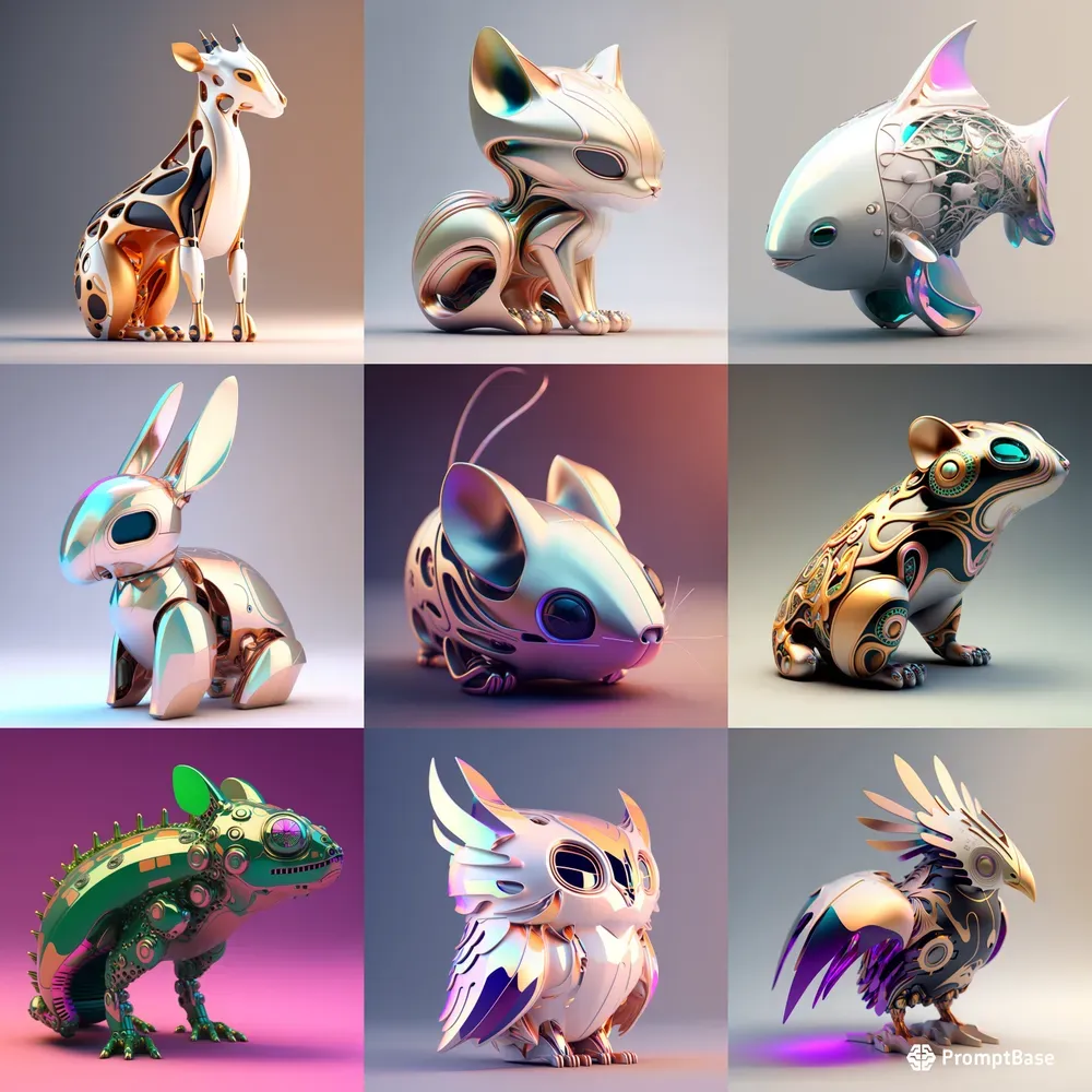Cute Futuristic Robot Pets Midjourney Prompt | PromptBase