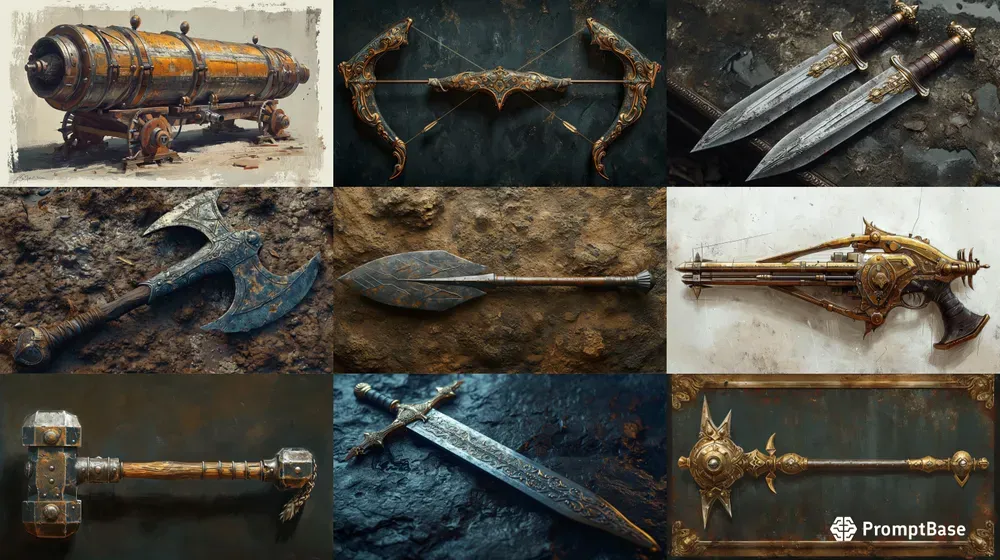 Ancient Weapons Art Collections Midjourney Prompt | PromptBase