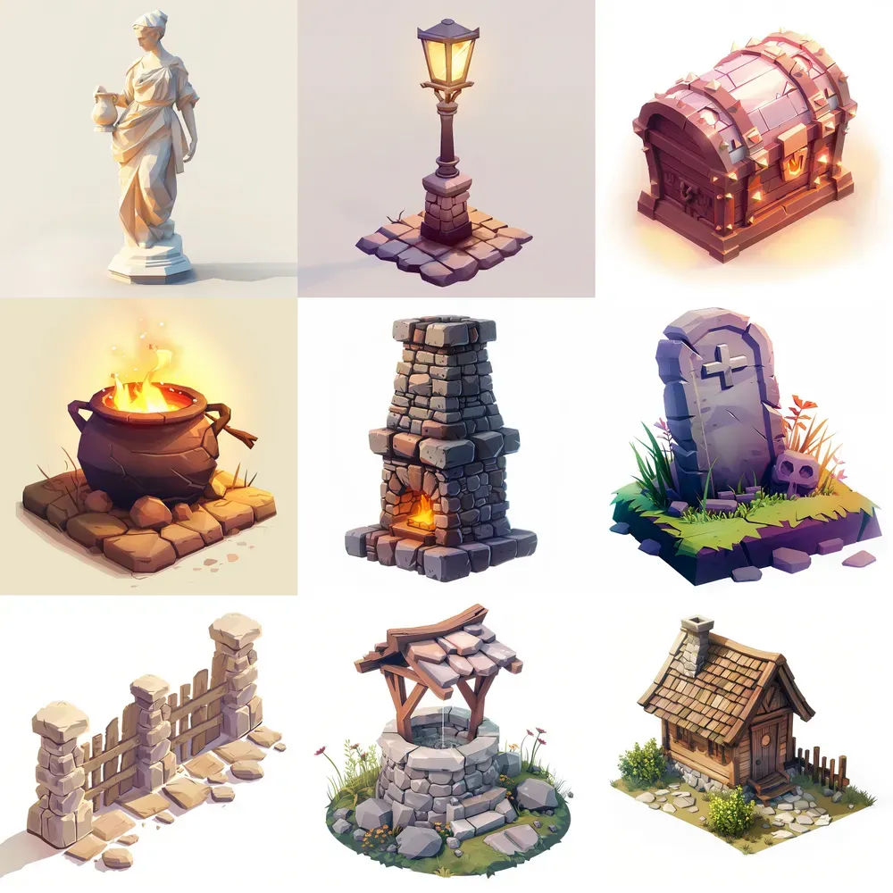 Low Poly Isometric Game Asset Design Art Midjourney Prompt | PromptBase