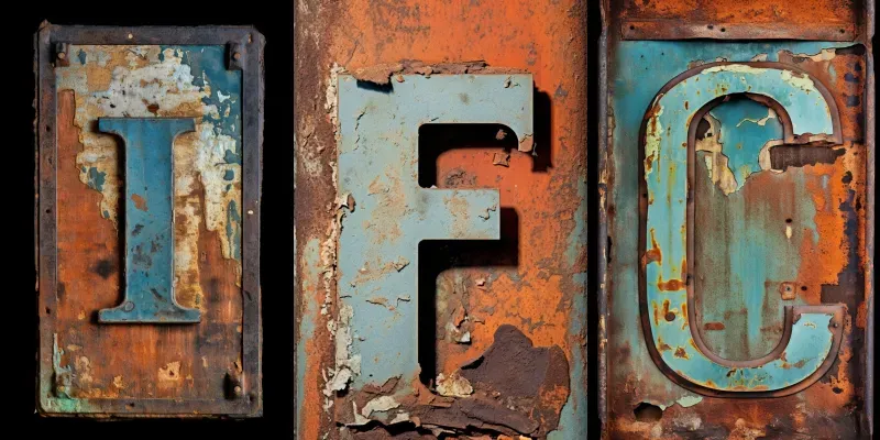 Old Rusty Metal English Alphabets Midjourney Prompt | PromptBase