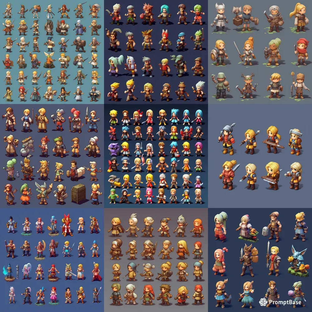 RPG Pixel Art Sprites Midjourney Prompt | PromptBase