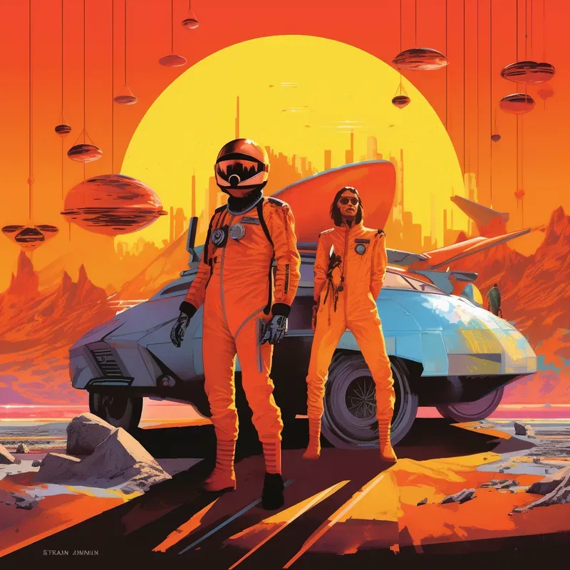 Retro Futuristic Album Covers Midjourney Prompt | PromptBase