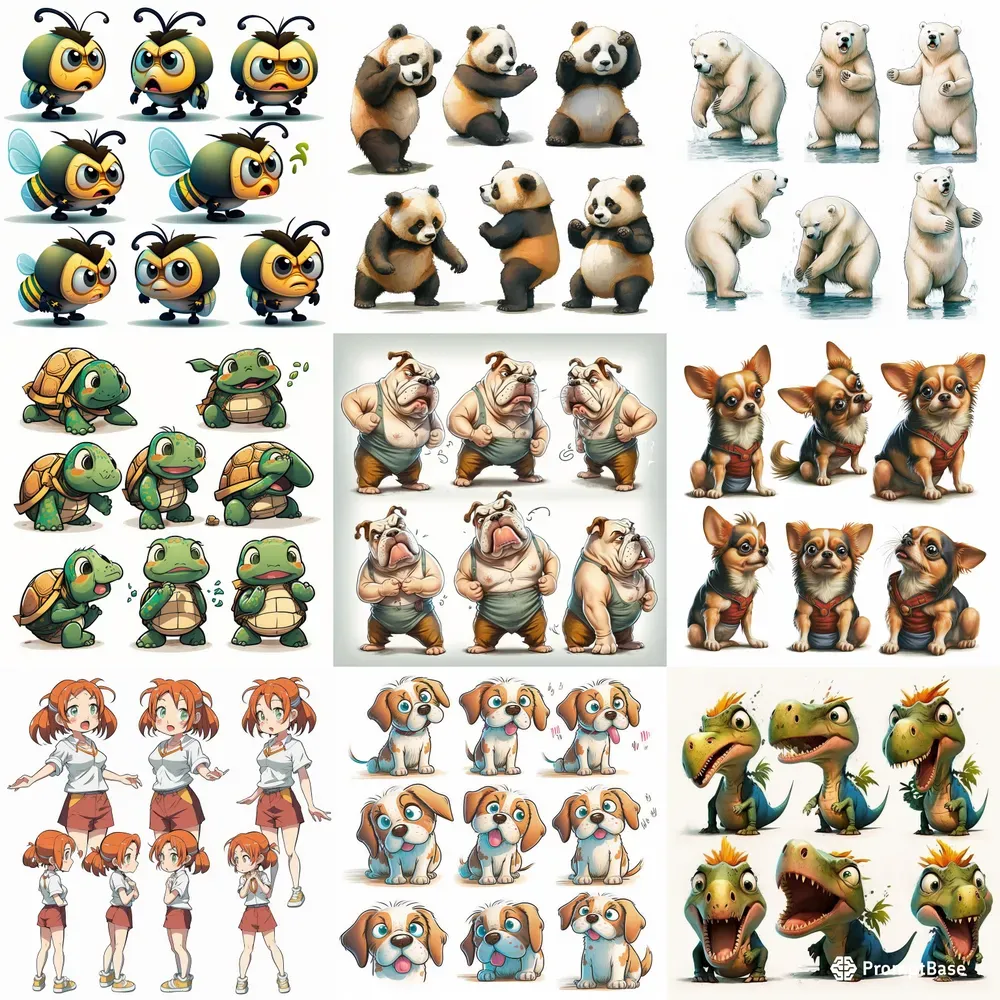 Character Creation With Multiple Poses Midjourney Prompt Promptbase