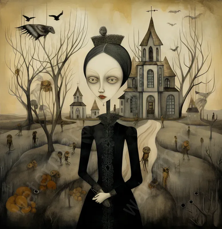 Surrealistic Gothic Illustrations Midjourney Prompt | PromptBase