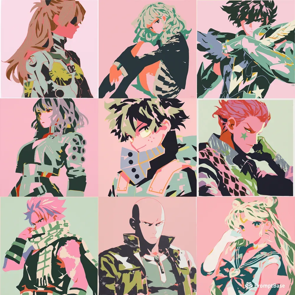 Bold Anime Character Artworks Midjourney Prompt | PromptBase