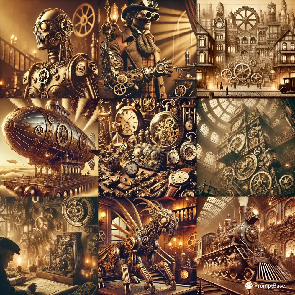 Steampunk Inventions Illustrations DALL·E Prompt | PromptBase