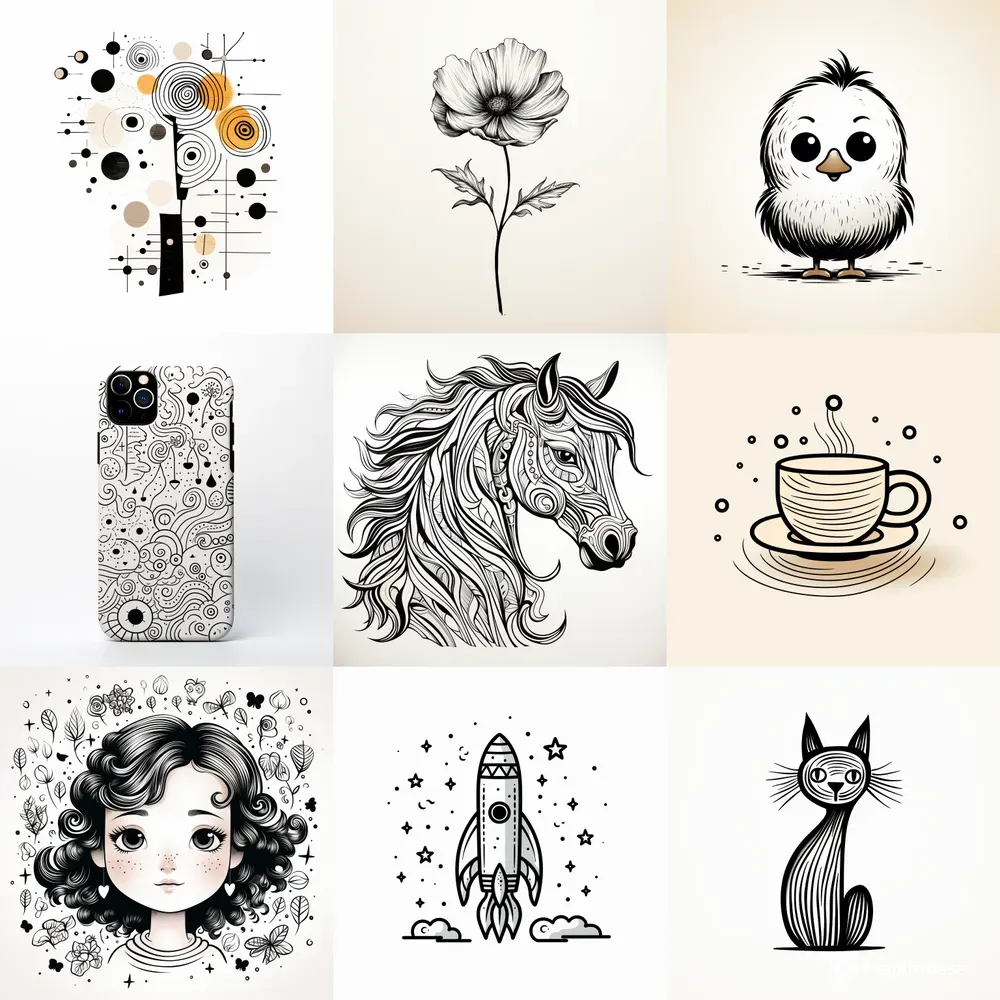 One Line Doodle Art Midjourney Prompt | PromptBase