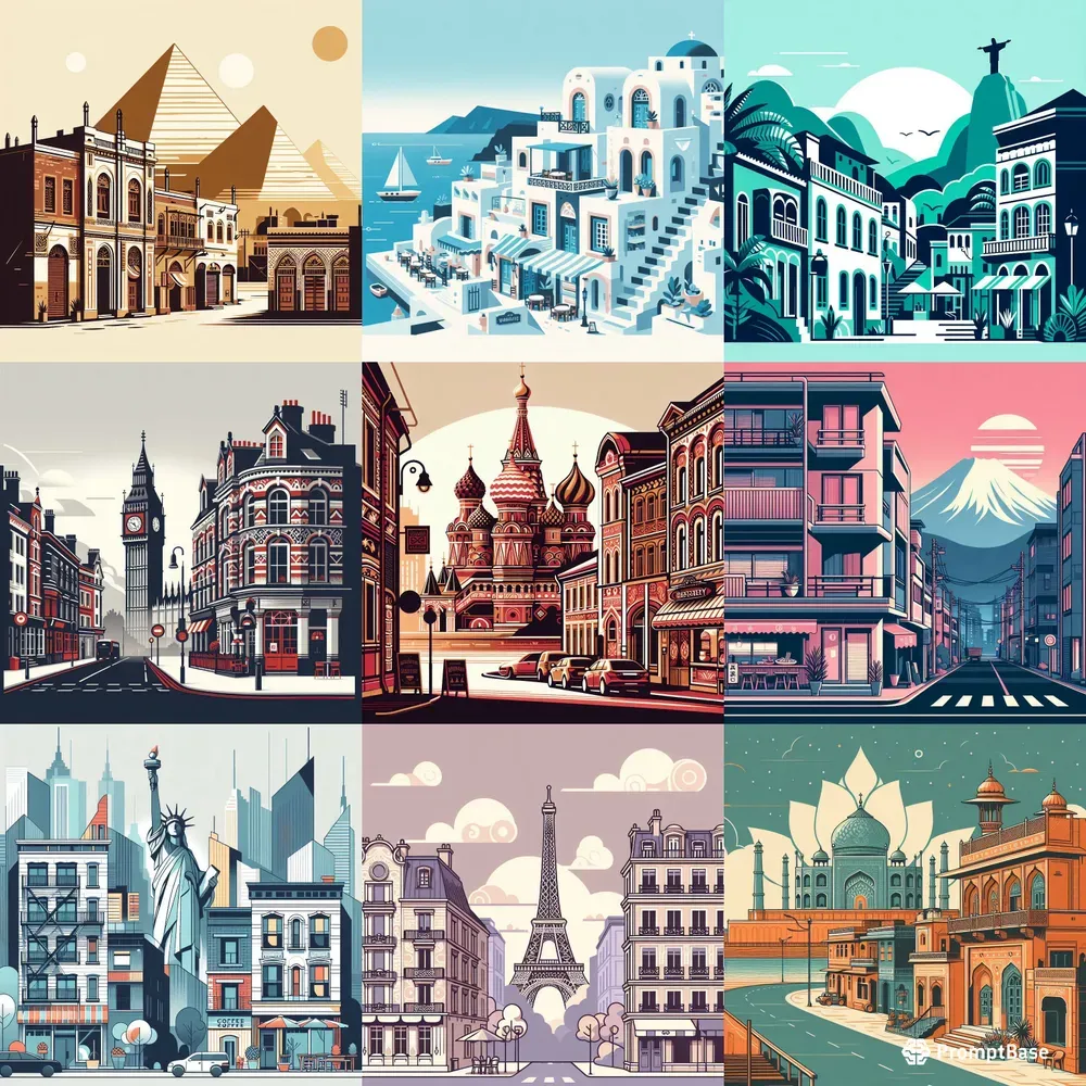 Stylized Illustrations Of Street Scenes DALL·E Prompt | PromptBase