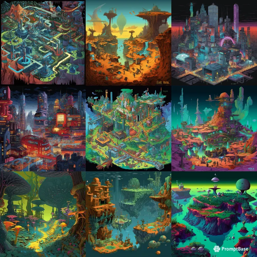 Pixel Art Video Game Maps Midjourney Prompt | PromptBase