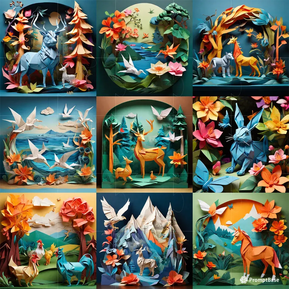Origami Wildlife Scenes Leonardo Ai Prompt | PromptBase