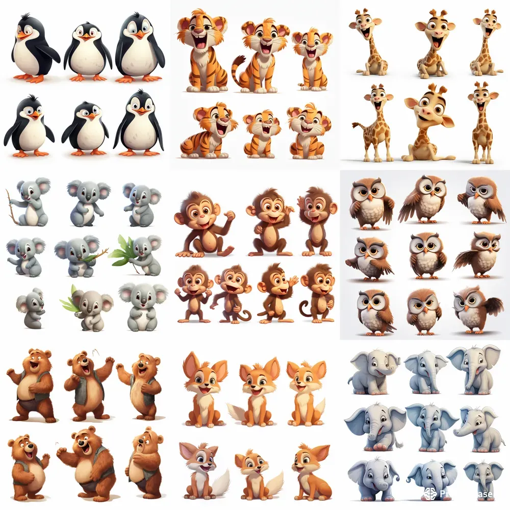 Emotion Panel Animals For Illustrations Midjourney Prompt | PromptBase