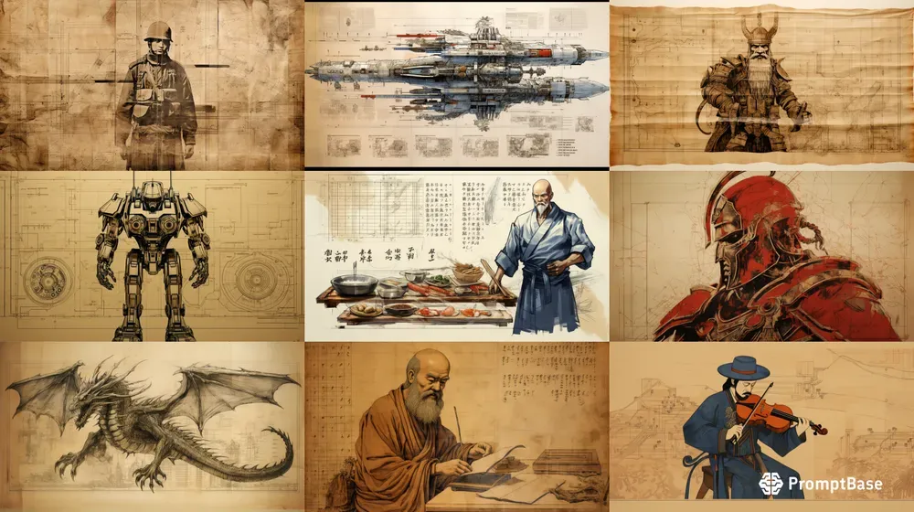 Papyrus Art Characters Midjourney Prompt | PromptBase