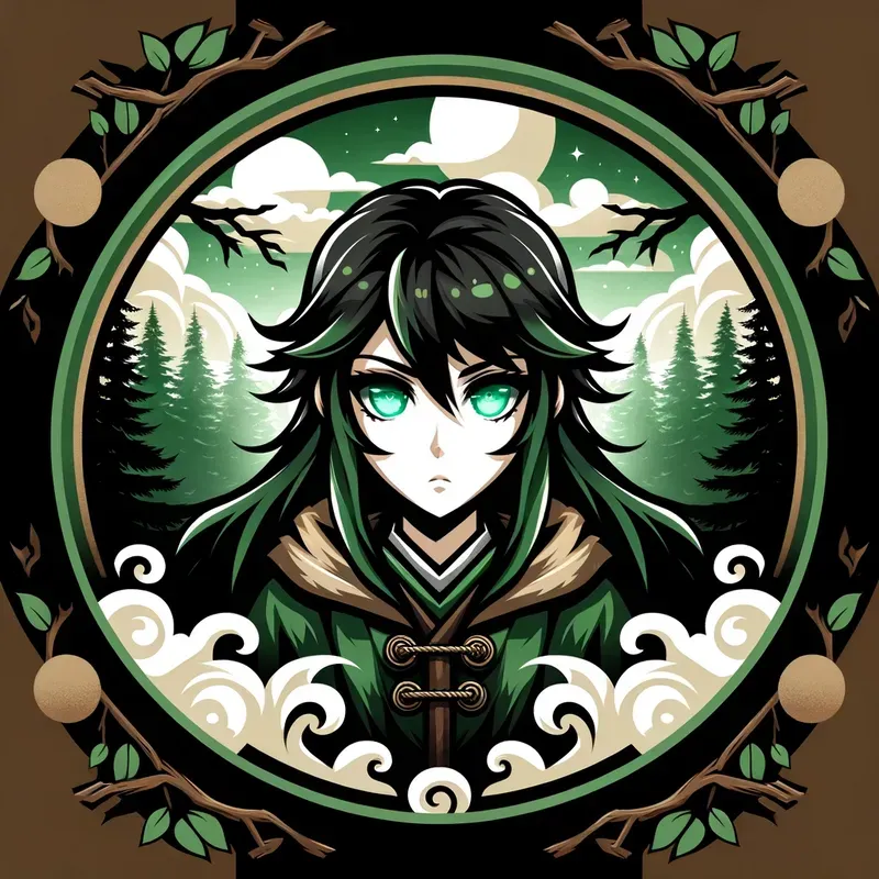 Enigmatic Anime Avatars In Circular Emblems DALL·E Prompt | PromptBase