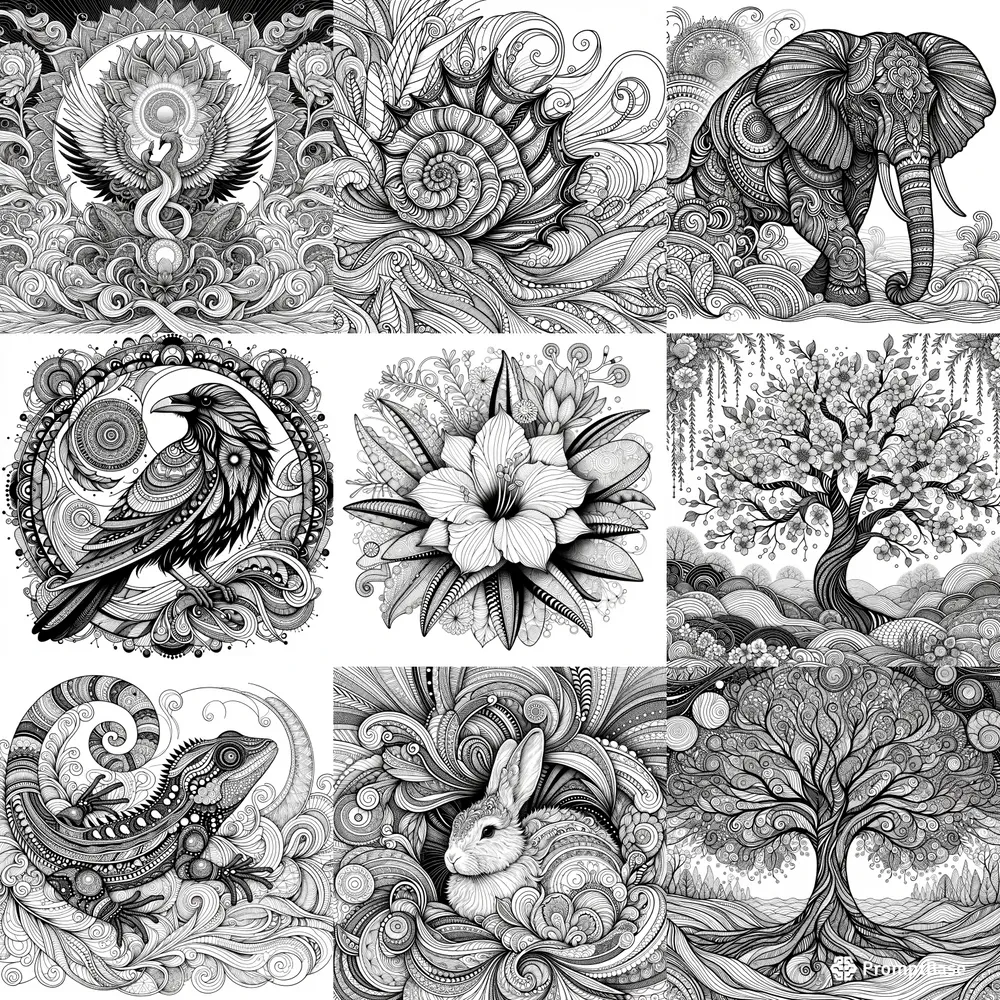 Serenity Sketches Mindfulness Line Art DALL·E Prompt | PromptBase