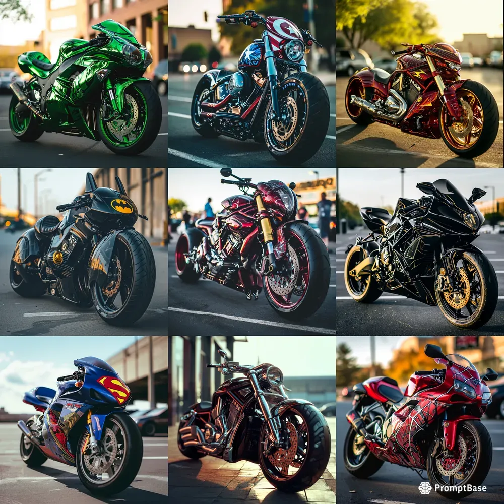 Superhero Motorcycles Midjourney Prompt | PromptBase