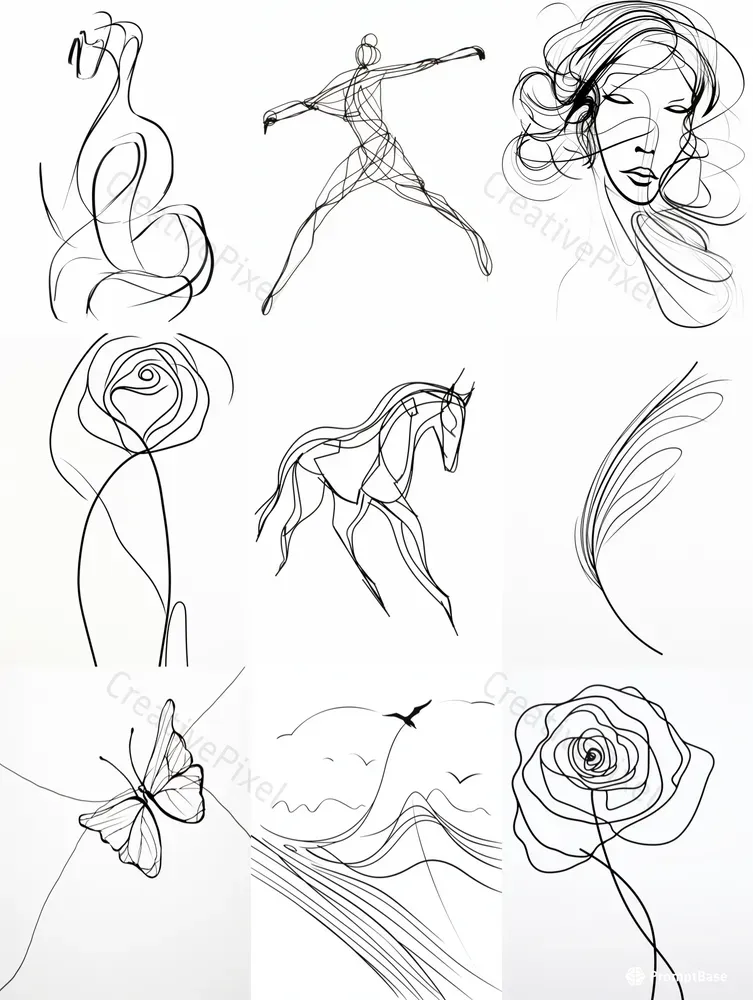 Minimalist Line Art Drawings Modern Art Midjourney Prompt | PromptBase