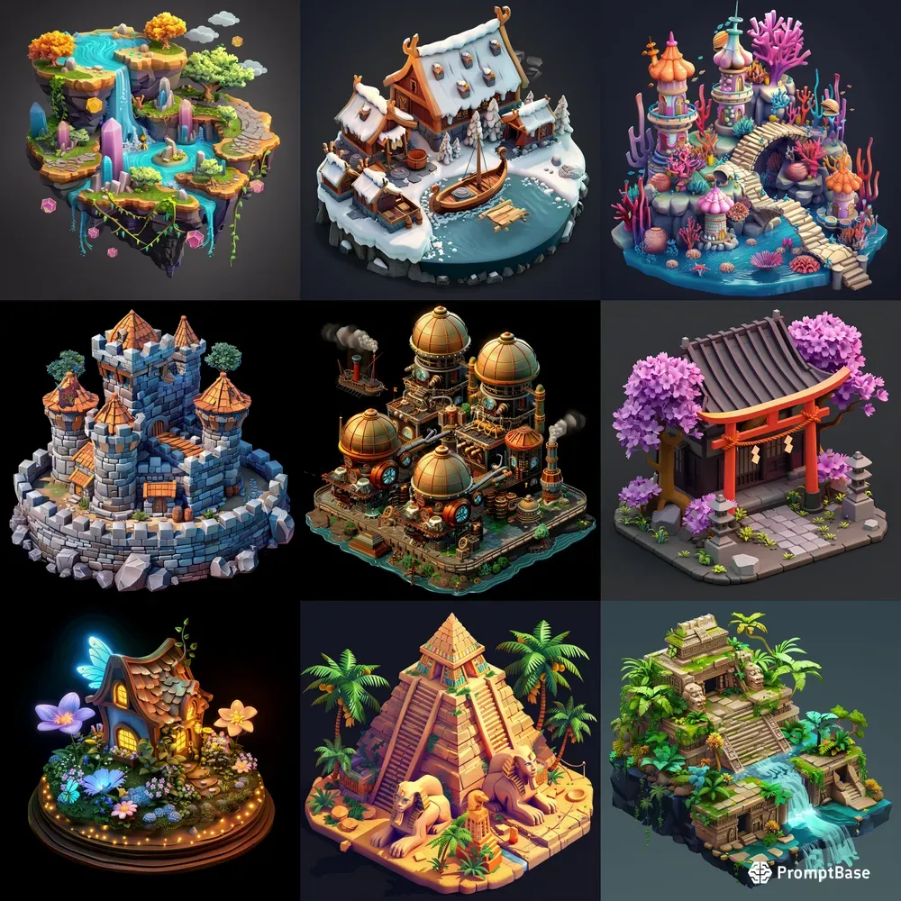 Game Icon Isometric Assets Midjourney Prompt | PromptBase
