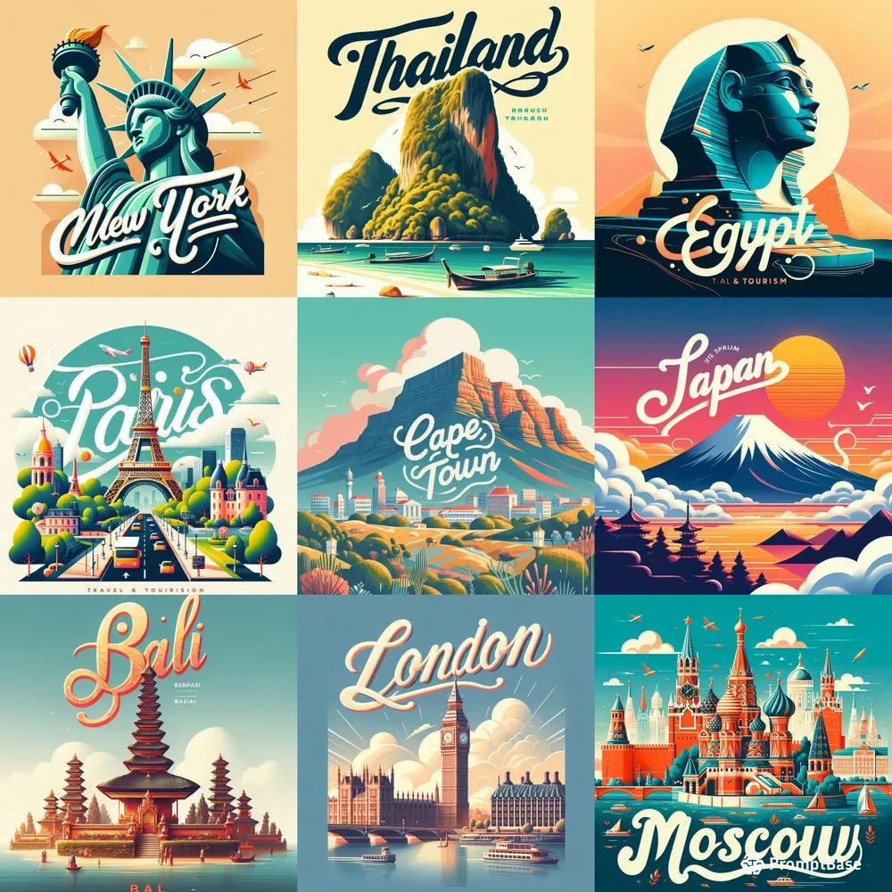 Funfilled Travel Posters With Titles DALL·E Prompt | PromptBase