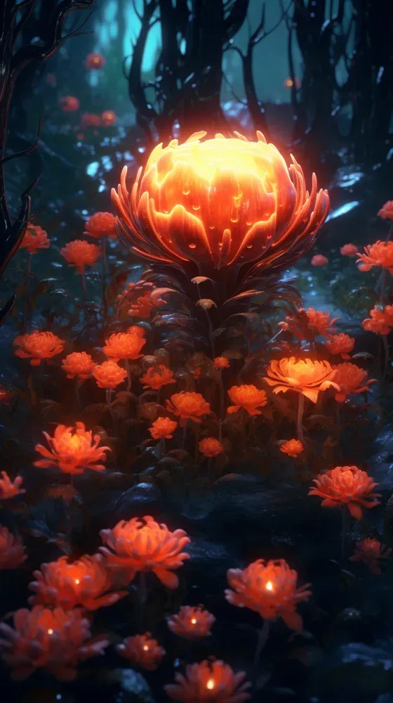 Glow Flower Abyss Lava Crystals Midjourney Prompt | PromptBase