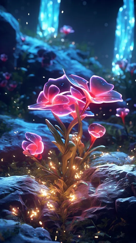 Glow Flower Abyss Lava Crystals Midjourney Prompt | PromptBase