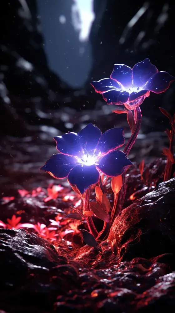 Glow Flower Abyss Lava Crystals Midjourney Prompt | PromptBase