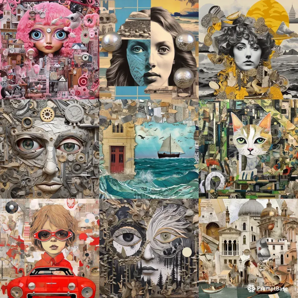 Paper Collage Art Midjourney Prompt | PromptBase
