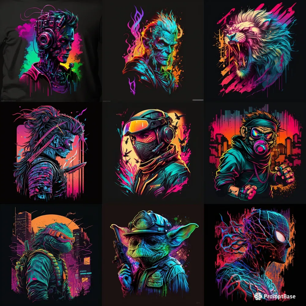 T-shirt Vector Synth-wave Designs Midjourney Prompt | PromptBase
