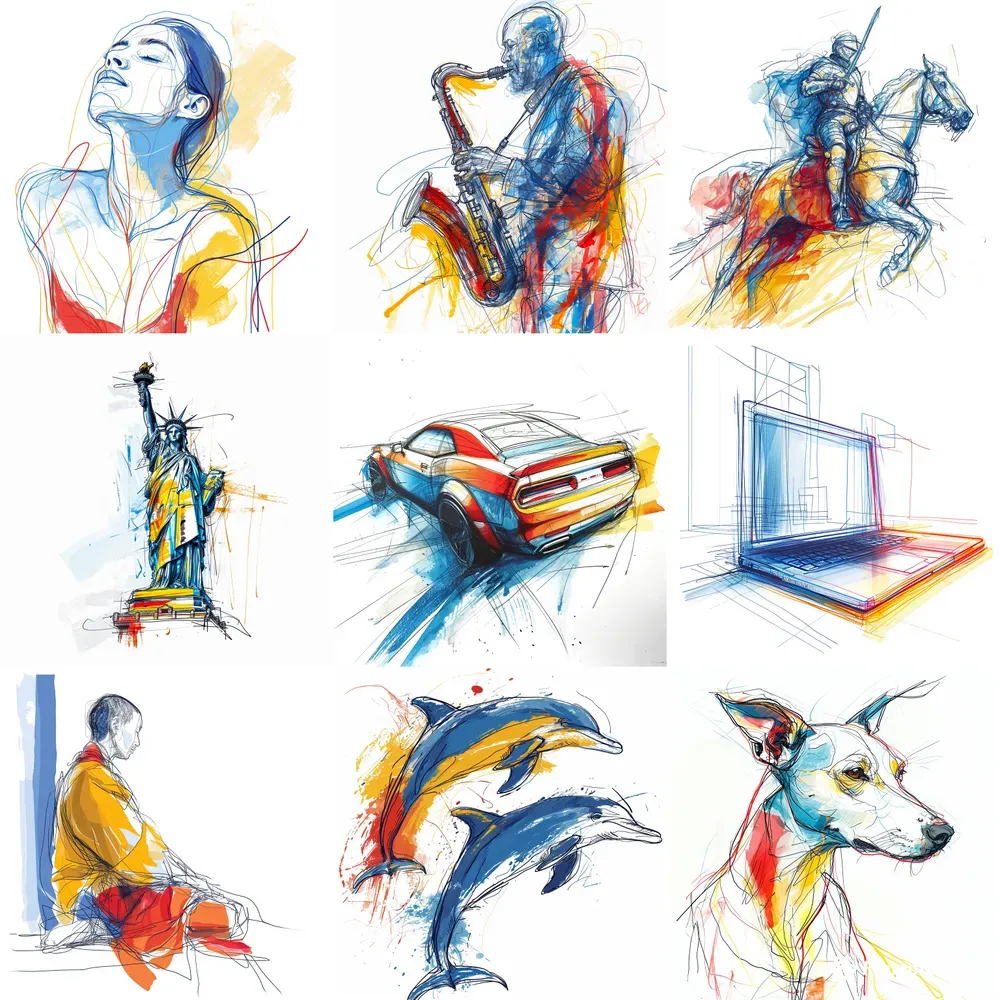 Simple Abstract Pencil Line Sketches Midjourney Prompt | PromptBase