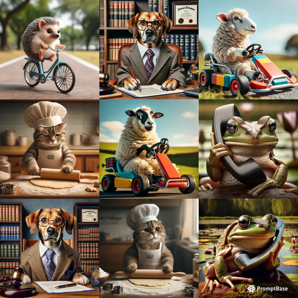 Photos Of Animals Doing Human Things DALL·E Prompt | PromptBase