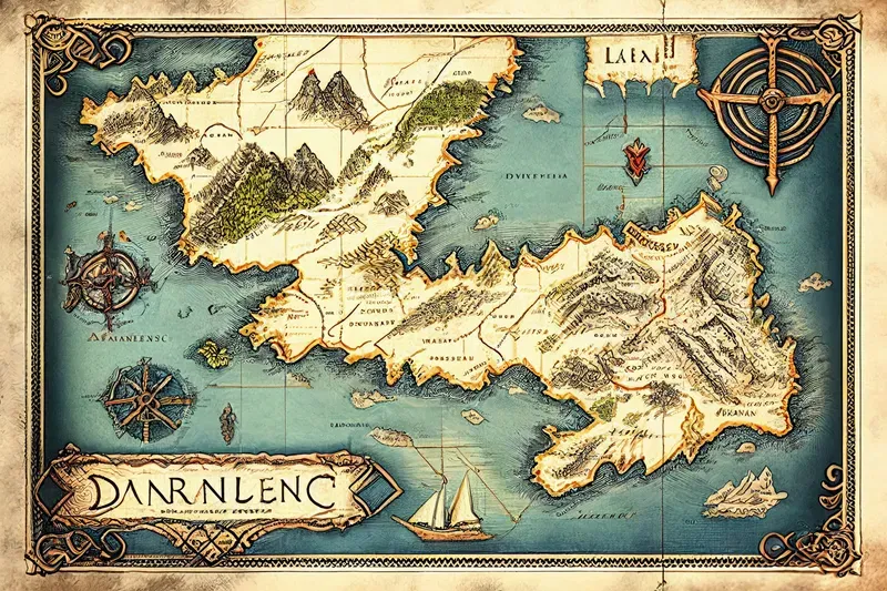 Parchment Mythical Maps Midjourney Prompt | PromptBase