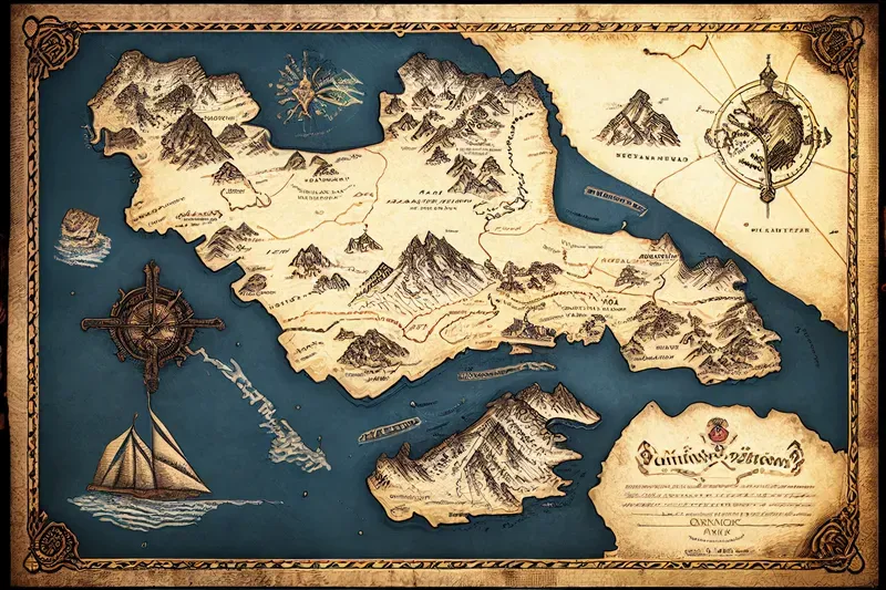 Parchment Mythical Maps Midjourney Prompt | PromptBase
