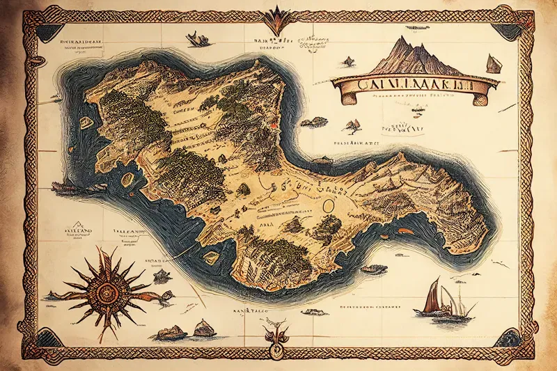 Parchment Mythical Maps Midjourney Prompt | PromptBase