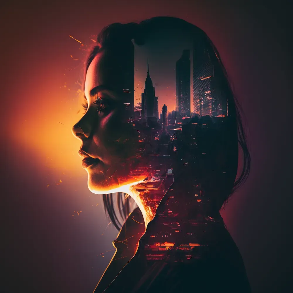 Hq Double Exposures Midjourney Prompt | PromptBase