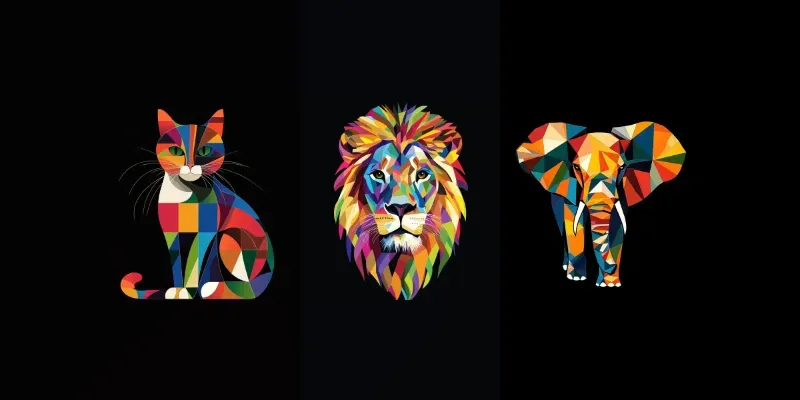 Geometric Prism Block Animals Art Generator App | PromptBase