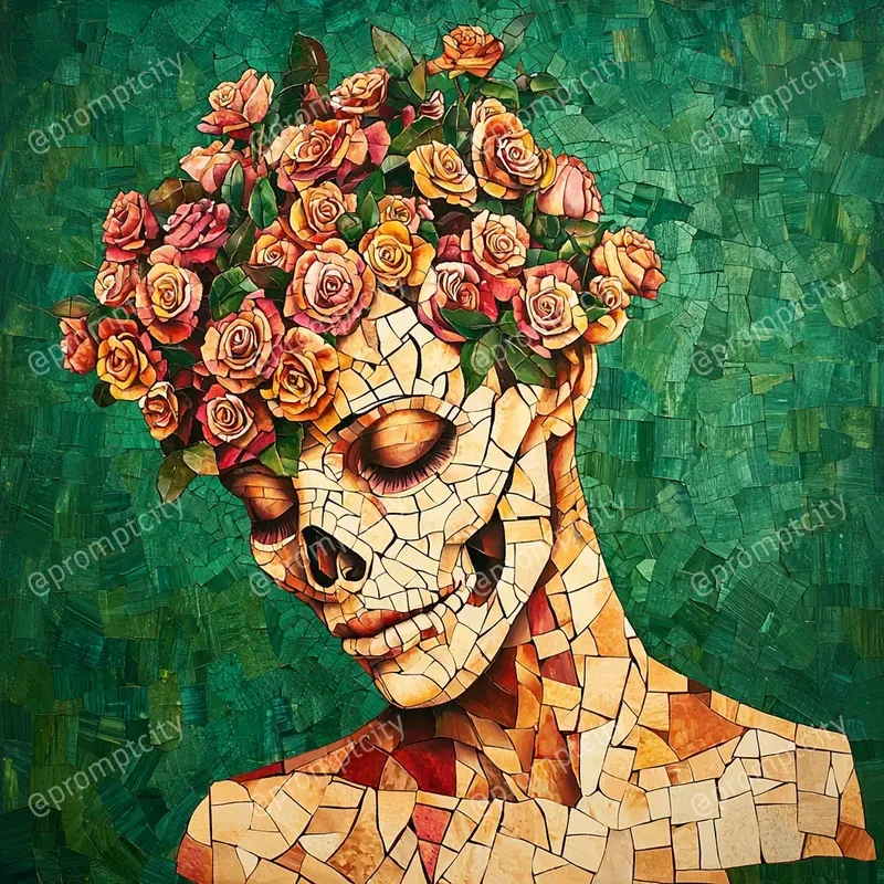 Immersive Surreal Mosaic Portraits Midjourney Prompt | PromptBase