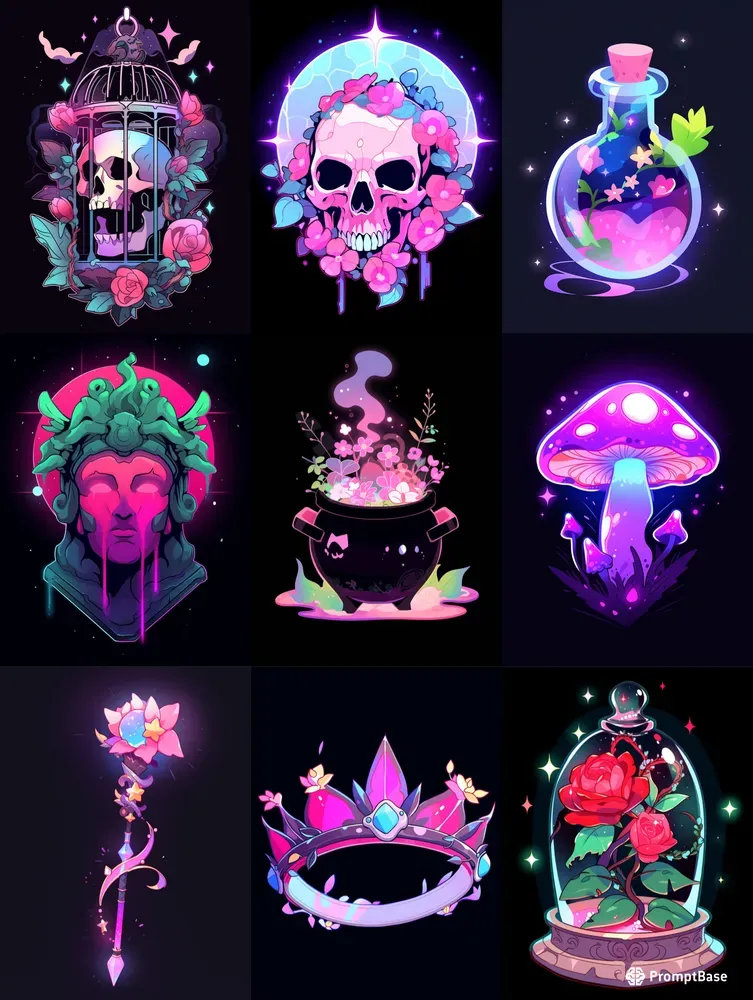 Pastel Punk Game Asset Art Midjourney Prompt | PromptBase