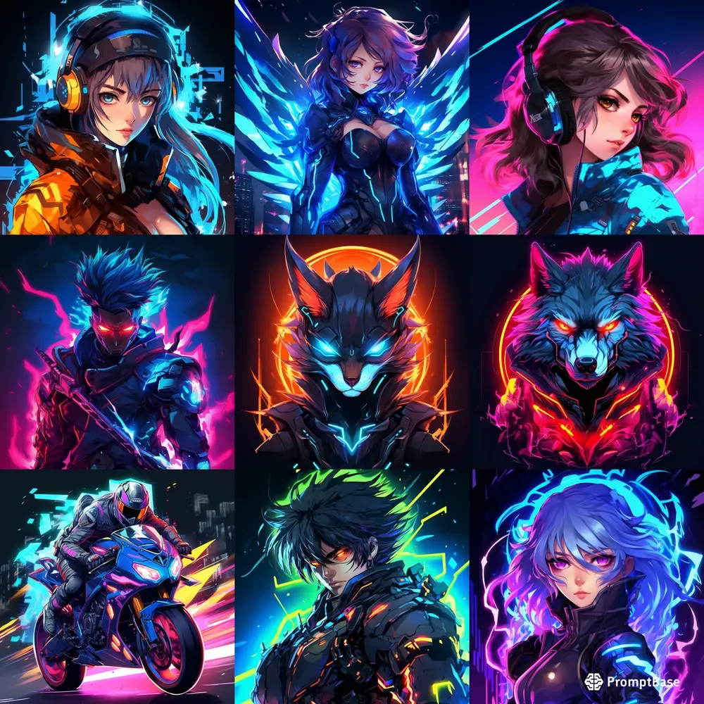 Neon Cybernetic Picture Profile Avatars Midjourney Prompt | PromptBase