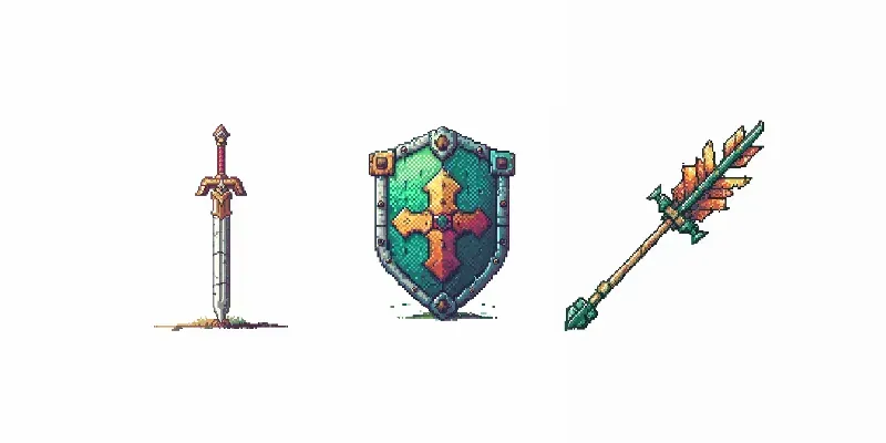 Side Scroller Retro Pixel Game Assets Midjourney Prompt | PromptBase