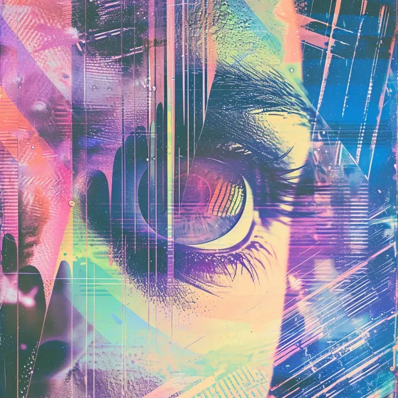 Trippy Neon Vhs Collage Poster Midjourney Prompt | PromptBase