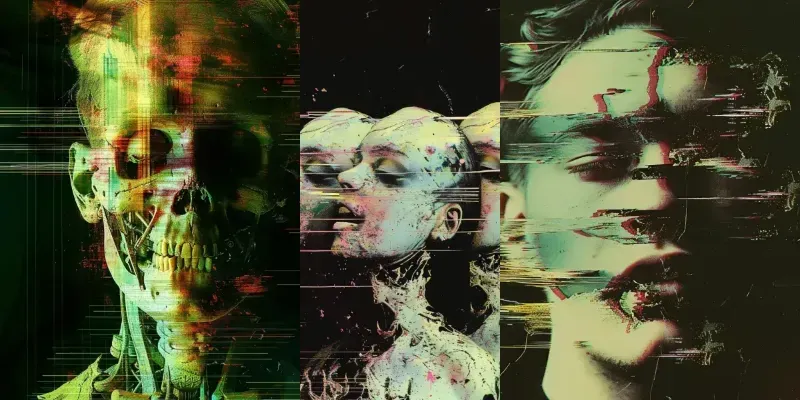 Retro-horror Analog Vhs Glitch Art Midjourney Prompt | PromptBase