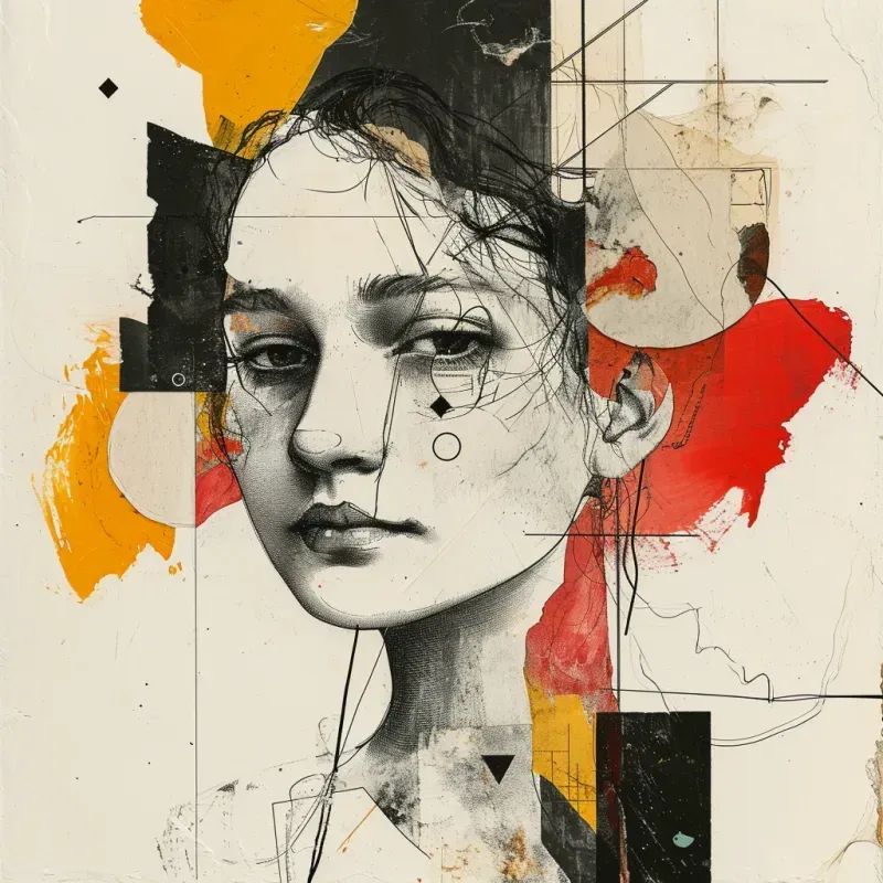 Simple Red And Yellow Neo-dada Collages Midjourney Prompt | PromptBase