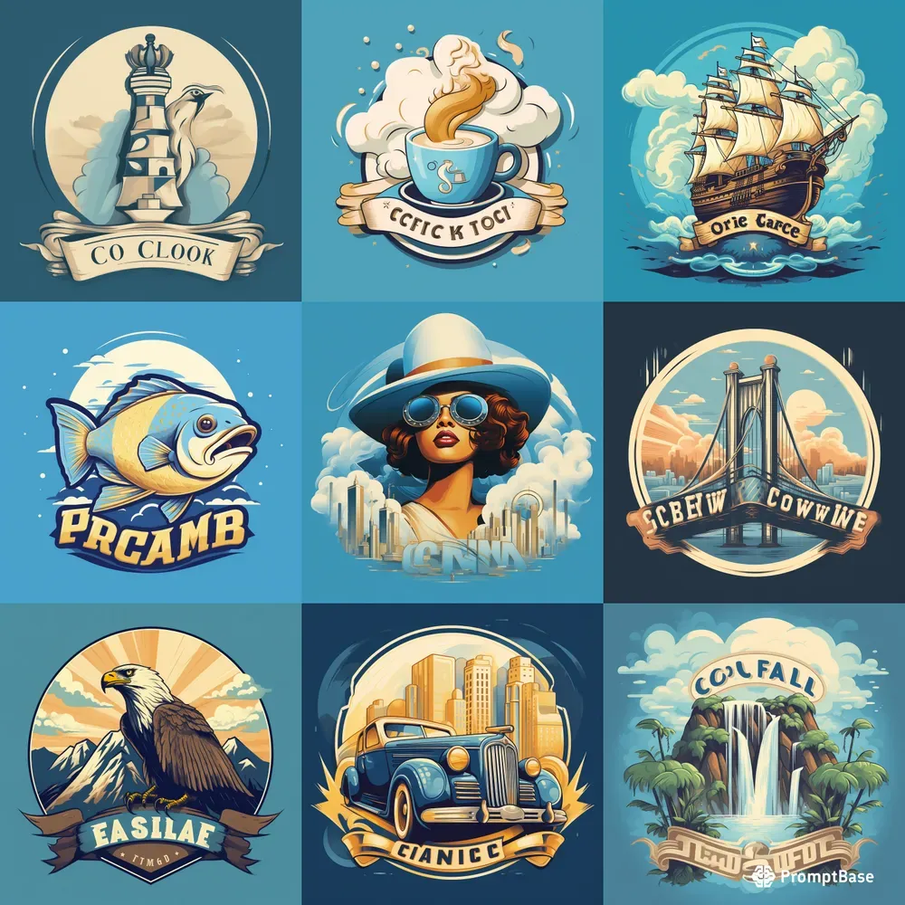 Vintage Retro Cartoon Style Logos Midjourney Prompt | PromptBase