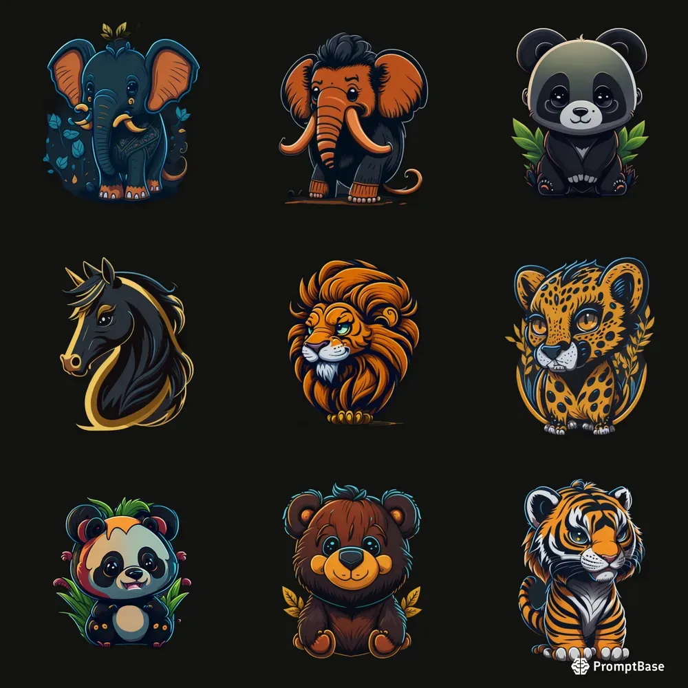 Animal Character Mascot Logos Midjourney Prompt | PromptBase