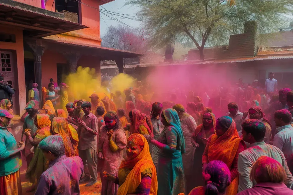Holi Festivals Of Color Midjourney Prompt | PromptBase