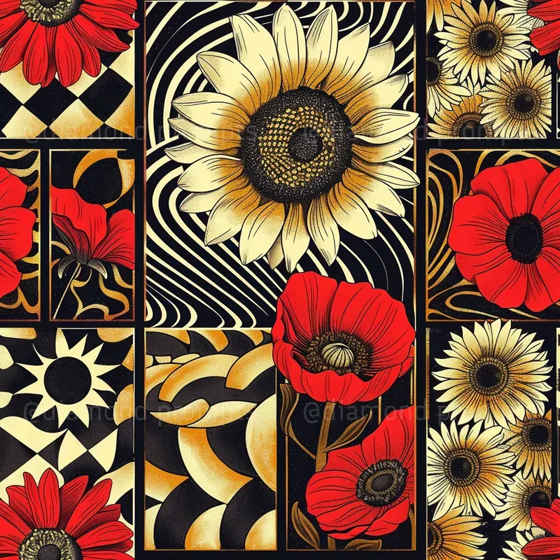 Vibrant Quadrant Pattern Collections Midjourney Prompt | PromptBase