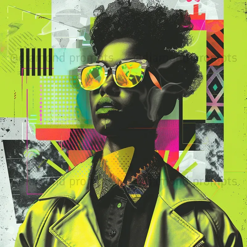 Futuristic Art Collage Inspiration Midjourney Prompt | PromptBase