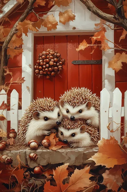 Cozy Creatures In Fall Midjourney Prompt | PromptBase