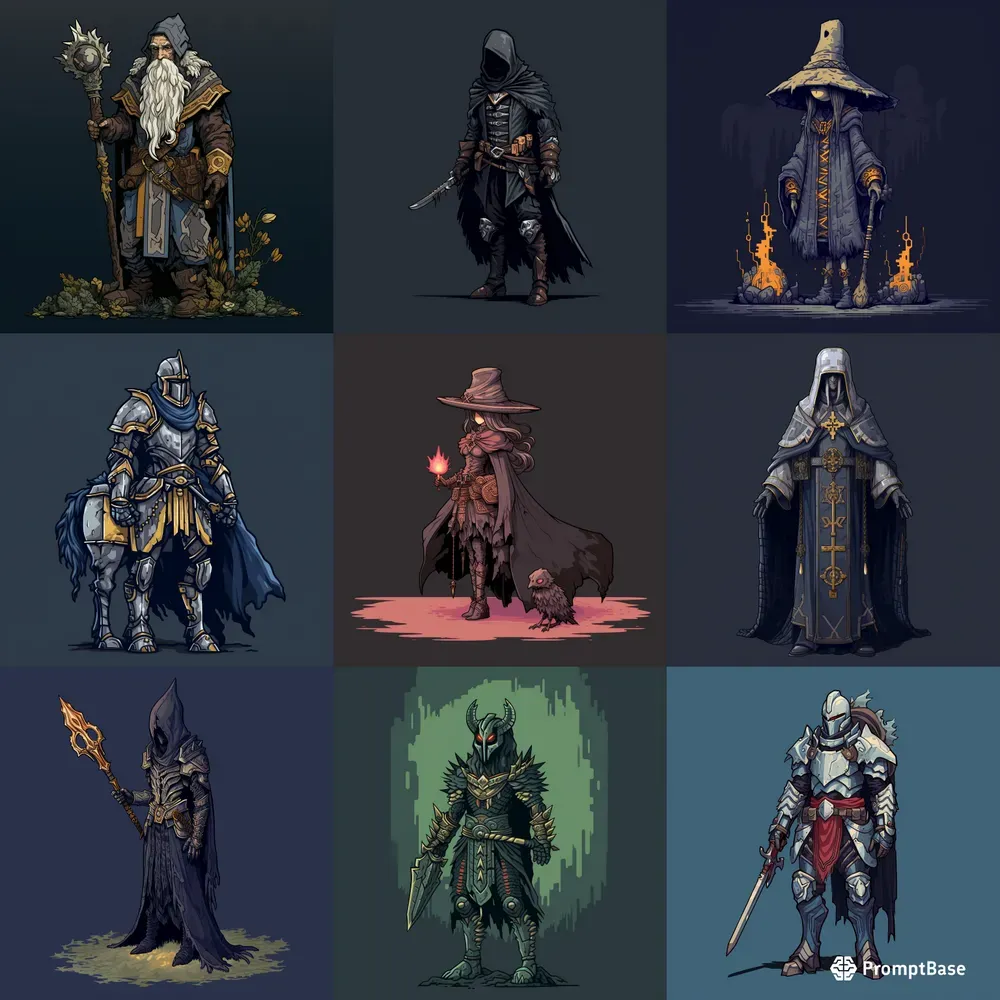 Pixel Art Fantasy Characters Midjourney Prompt | PromptBase