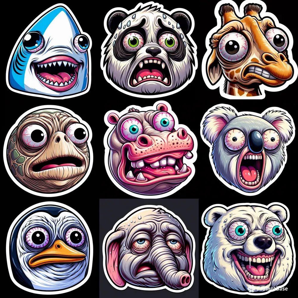 Sticker Animals Expressive Memes DALL·E Prompt | PromptBase