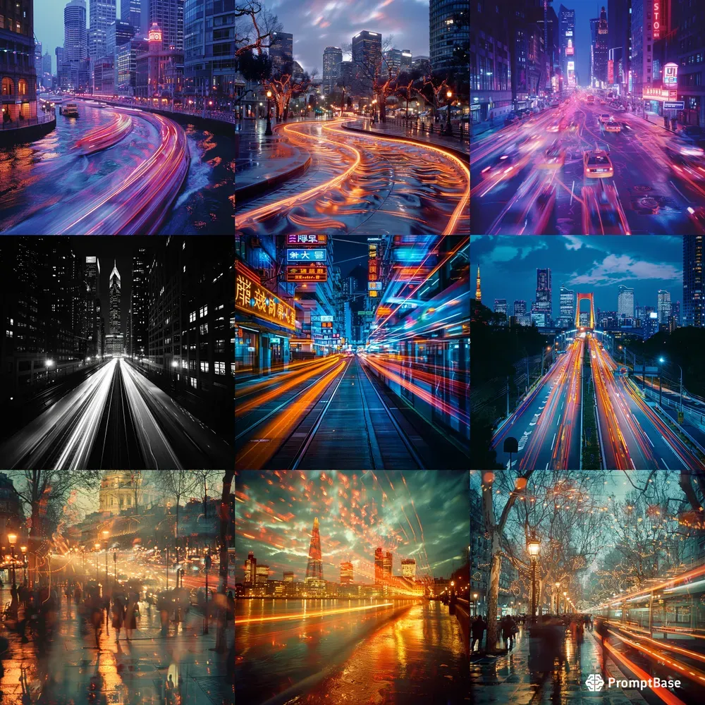 Long Exposure City Lights Midjourney Prompt | PromptBase